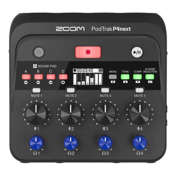 次世代の4XLR入力ポッドキャストレコーダープロフェッショナルなポッドキャスティングが、かつてないほど簡単に4つのXLRマイク入力と4つのヘッドフォン出力を備え、4人分の会話を収録できるポッドキャスト用レコーダー『PodTrak P4nex...