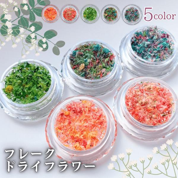 ハンドメイドにぴったりのフレークタイプのドライフラワー♪フレークタイプのドライフラワーは、レジン封入やネイルパーツとしてとても使いやすく、ピアス・イヤリング・キーホルダーなどアクセサリーパーツ作りにもおすすめです！それぞれ色味が異なる5co...