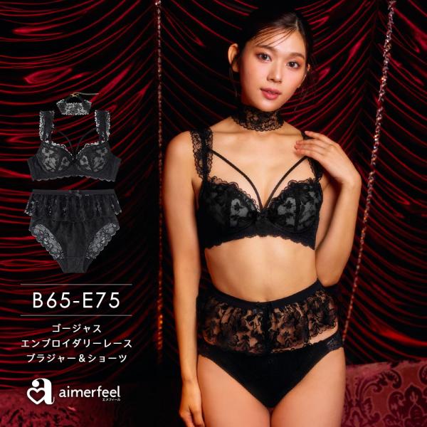 エレガントな刺繍レースをふんだんに使用したブラセットは、同レースのチョーカーとウエストスカート付きのSEXYなデザイン。センシュアルなコードストラップと、デコルテを綺麗に魅せる浅めのカップでインポートライクに仕上げました。チョーカーとウエス...
