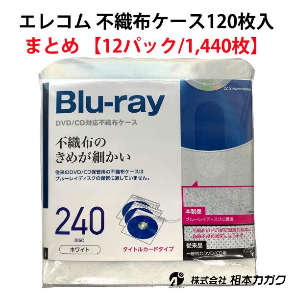 【エレコム】Blu-ray・CD・DVD対応不織布ケースCCD-NIWB240WH まとめ売り 1440枚両面収納 120枚入×12パック★在庫限りの出品です★---------------------------------サイズ：約 幅...