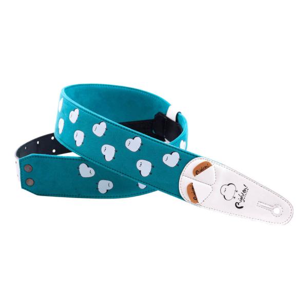 ※画像は撮影用商品のため、お届けの際の商品とは異なります。SHIMAENAGA(OSANPO)ギターストラップは、ふんわりとした布素材に手描きイラストのシマエナガを左右交互にあしらった、まるで小鳥が散歩しているかのような愛らしいデザインです...