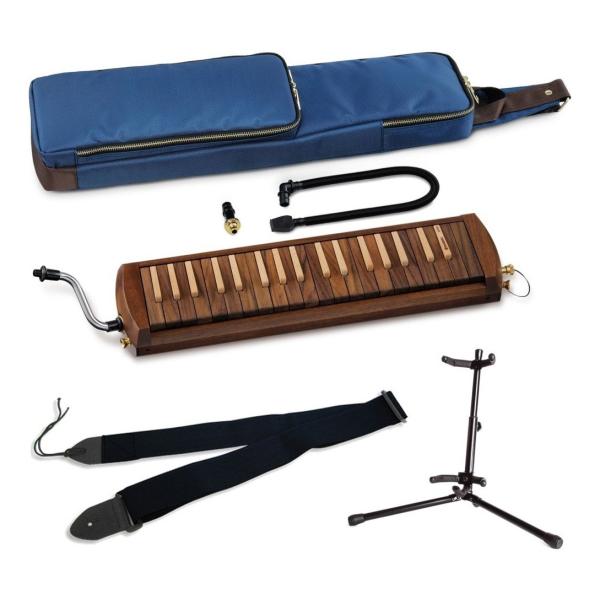 ※画像は撮影用商品のため、お届けの際の商品とは異なります。★セット内容★　本体:SUZUKI W-37C　汎用ストラップ　鍵盤ハーモニカスタンド:SUZUKI MST-01　//　木製カバーのモデルです。その美しさから世界三大銘木の1つにも...