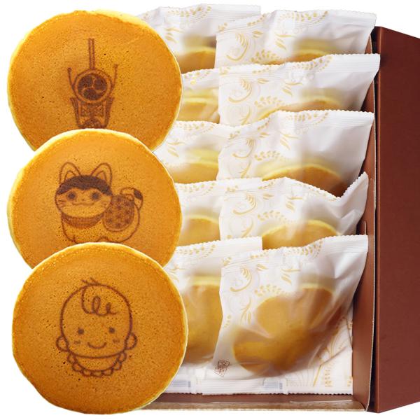 「おめでとうの気持ちを伝えたい。」「お宮参りには参列できないけれど、赤ちゃんの成長をお祝いしたい。」そんな時こそ、お宮参りどら焼きの出番。3個入り1箱から全国のお宅へお届けいたします。品　名：お宮参りどら焼き内容量：10個入り（絵柄：赤ちゃ...