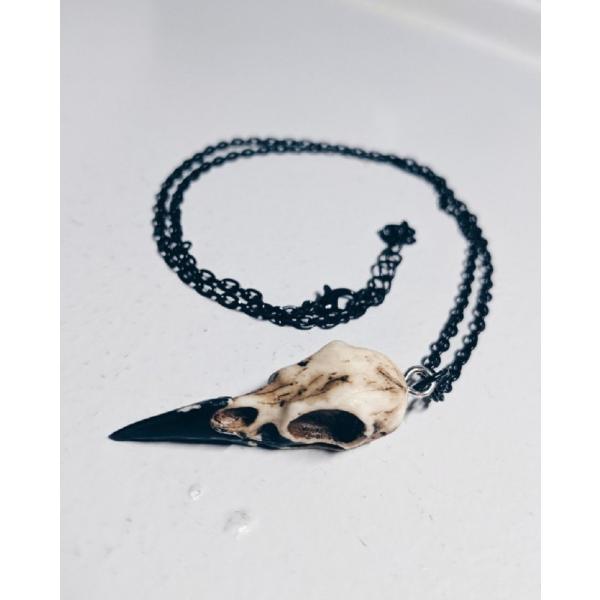 黒チェーン 鳥 頭蓋骨 アクセサリークロウ（カラス） スカル（頭蓋骨） ネックレス チェーン crow skull 骸骨 八咫烏 熊野神社 和柄【クロウスカル（カラス頭蓋骨）】カラスは日本の八咫烏（ヤタガラス）をはじめ、中国、エジプトなど世...