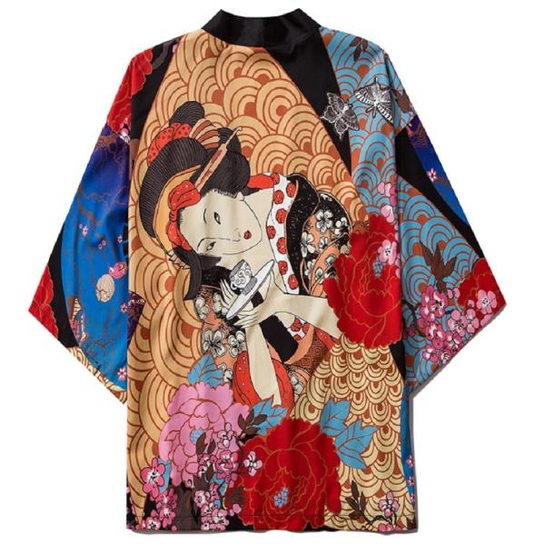 法被 花魁 夏祭り 夏恋 寺 韓国ファッション 神社 羽織り 半纏 はんてん 法被 ハッピ 長半纏 半天 袢天 半被 お祭り衣装 雅 和柄 羽織 和装 カーディガン 浴衣 着物 はっぴスタイル かっこいい かわいい 風物詩 和柄 個性的 サ...