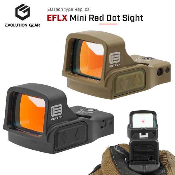 EvolutionGear(エボリューションギア)から、EOTech社のコンパクトドットサイト「EFLX」の高品質レプリカが新登場しました！TrijiconRMRに似た長方形レンズで、見やすく素早いサイティングが可能です。わずか33gと軽量...
