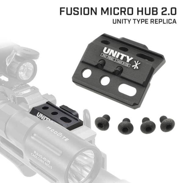UNITYTACTICALFUSIONMICROHUB2.0レプリカは、20mmレイルに装着可能な超コンパクトなオフセットマウントです。わずか2スロットで複数の光学機器や専用バックアップサイトを装着でき、レイルスペースを大幅に節約します。S...