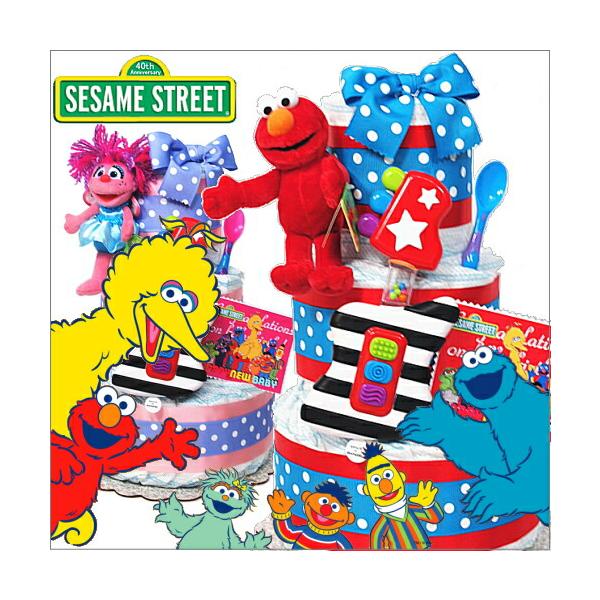 おむつケーキ セサミストリート【おむつケーキ】★土曜日営業★出産祝い♪【パンパース40枚】ベビーギフト・男の子　女の子/おむつケーキ パンパース売れ筋セレブ御用達 【送料無料】Sassy　サッシーダイパーケーキセレブ ぬいぐるみ ディズニー