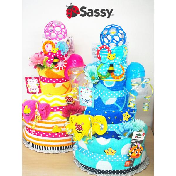 おむつケーキＳＡＳＳＹ贈り物 出産祝い プレゼント売れ筋★土曜日営業★出産祝い♪【パンパース59枚】ベビーギフト 男の子　女の子おむつケーキ パンパース 売れ筋　【送料無料】セレブ Sassyオムツケーキ 02P01Oct16　クリスマス