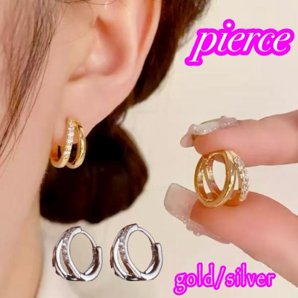 ピアス アレルギー対応 つけっぱなし フープ レディース セカンドピアス 金属アレルギー アクセサリー リング ゴールド シルバー925■商品詳細■【素　材】真鍮/ジルコン　　　　　ポスト部分：シルバー925【カラー】ゴールド/シルバー【サ...