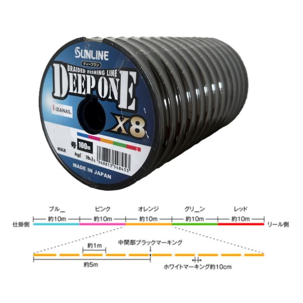 1200m連結(100m×12) 12号 DEEP ONE×8(ディープワン) サンライン 日本製 正規品 送料無料