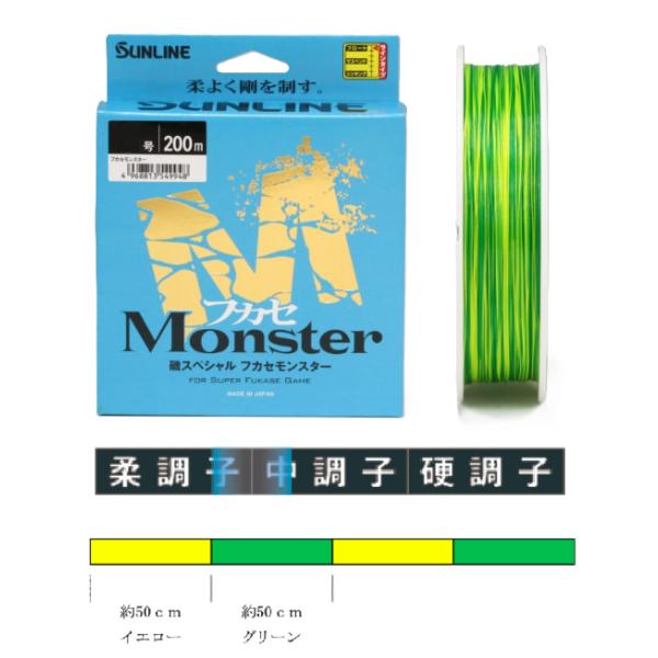 200m 6号 サンライン 磯スペシャル フカセモンスター'25 ナイロンライン イエロー＆グリーン 正規日本製