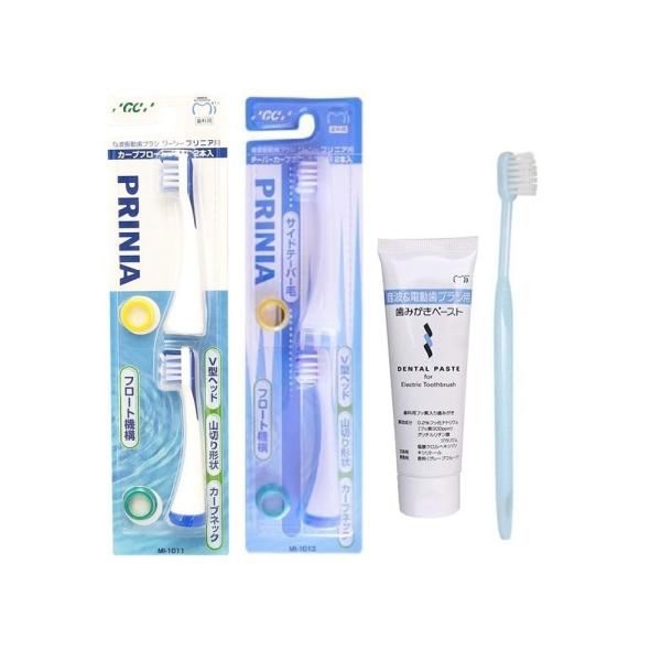 ●GC プリニア用カーブフロートブラシ (MI-1011) ＆テーパー (MI-1013) ブルー 各2本入Panasonic PRNIA Slimプリニア・プリニアスリム専用替えブラシ、特に磨きにくい部分を磨く歯ブラシヘッドの内部にバネが...