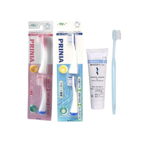 ●プリニア・プリニアスリム専用替えブラシ、通常のはみがき用！【品番：MI-1011】【カラー】ピンク＆ブルー / 各2本入ヘッドの内部にバネがあり、歯の凹凸に合わせて毛束が上下する特殊なフロート構造を採用先端密集毛とカーブネックにより磨きに...