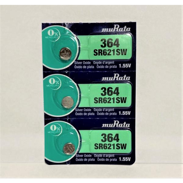 新品 ボタン電池 SR621SW（364）3個使用推奨期限 2027年2月生産地：国産村田製作所■ご注意事項■入荷時期により商品パッケージデザイン（メーカーロゴあり・なし・パッケージの大きさ・カラー）など変わる場合がございます。★定形外郵便...
