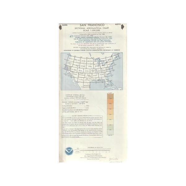 （古本）SAN FRANCISCO SECTIONAL AERONAUTICAL CHART 1:500000 NOAA MP0077 1988発行