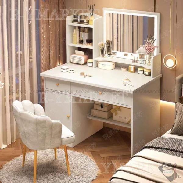 椅子とテーブルセットをご購入の場合は2つの小包を別々に発送しますのでご注意ください。商品情報ドレッサー 白 ナチュラル化粧台 鏡台 LEDライト付きドレッサーテーブルおしゃれ引き出し付き80cm アクセサリー収納母の日★皆様へよりお安くお値...