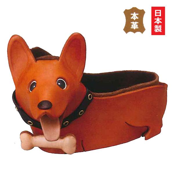 日本製　本革メガネスタンドかわいいコーギーちゃんをモチーフにした本革製のメガネスタンド。職人さんの手作りです！クリーナーとクロス付き。使うほどに本革の味わいと愛着が深まります。お誕生日、お祝い、入学、卒業、入社、退職などプレゼントにもおすす...