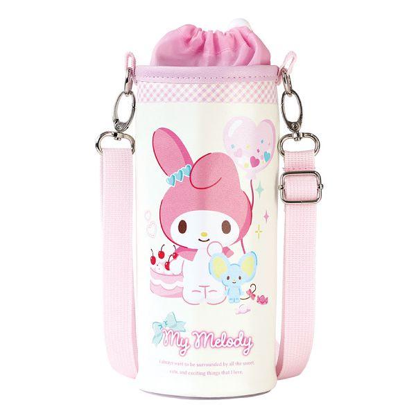 Plust（プラスト）　ティーズファクトリー　SANRIO【サンリオキャラクターズ　ガールズピンクマイメロディ　ペットボトルカバーL】ステンレスボトルや水筒も入る少し大きめのペットボトルカバーです！　2種類のストラップ付きで使いやすい♪内側...