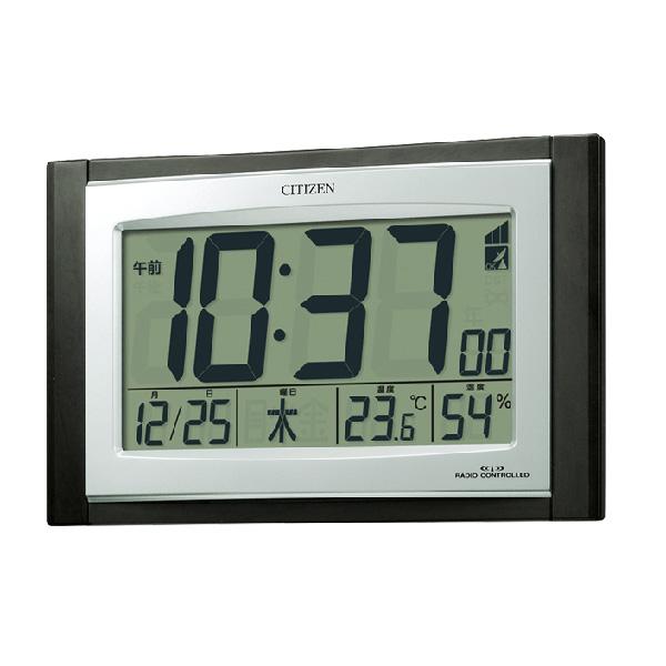 ■シチズン　デジタル電波時計　（掛置兼用）【パルデジットコンビ】8RZ096-023はっきり分かりやすいデジタル表示！時刻・温度・湿度が一目瞭然！電波時計だから便利です！ブラウンの枠が高級感を感じさせる電波時計。掛け置き兼用でお部屋に合わせ...