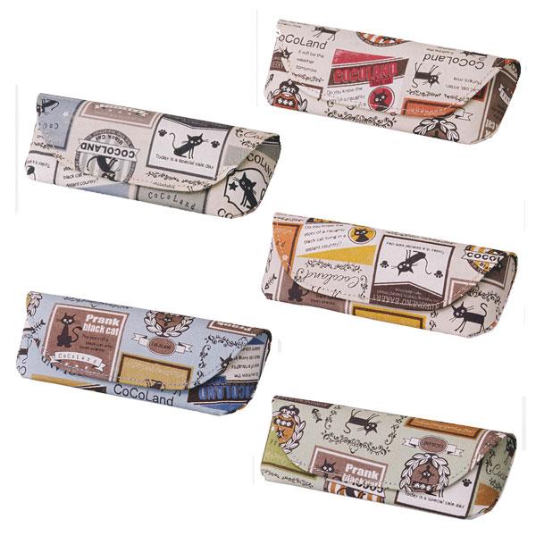 日本製コットン　メガネケース【黒ネコ　ワッペン柄】ネコ好きさん必見！レトロな黒ネコのワッペン柄が可愛いメガネケースが登場。軽量なので持ち歩きや旅行にもピッタリです♪※生地の取り都合により、1点1点柄の配置が異なります。予めご了承下さい。☆*...