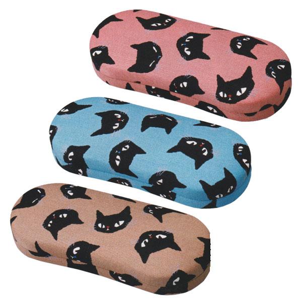 日本製コットン　メガネケース【黒猫柄】ネコ好きさん必見！様々な表情が可愛い黒猫柄メガネケースが登場。ハードケースで大事なメガネをしっかり守ります♪※生地の取り都合により、1点1点柄の配置が異なります。予めご了承下さい。☆*゜。:.プレゼント...