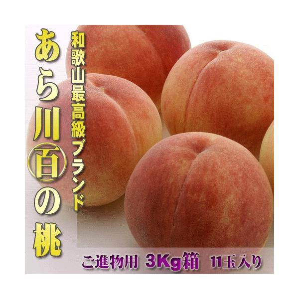 紀の川の川縁、桃山町安楽川郷で栽培された桃の高級ブランド「あら川○百の桃」です。甘くてさわやか、滴る果汁が魅力の逸品。3Kg11玉　送料無料（北海道・沖縄一部離島は追加送料2300円がかかります）