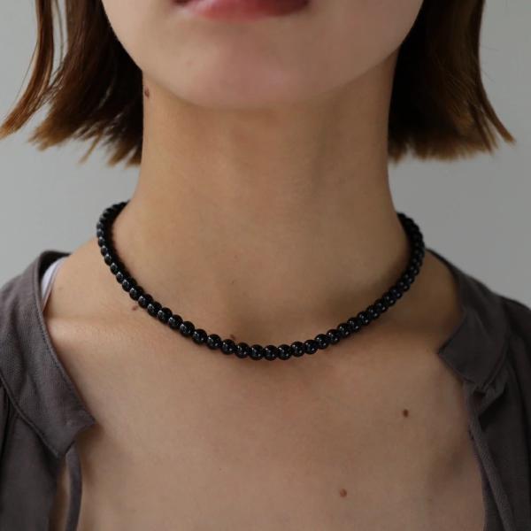 ネックレス ajiro accessory アレルギー対応 サージカルステンレス レディース ブラック ビーズ 金属アレルギー対応 メンズ N021
