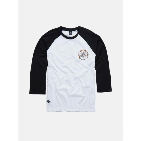 MUTT MOTORCYCLES APPAREL GET FREE RAGLAN【カラー】WHITE/BLACK【素材】コットン100%【サイズ】Sサイズ:身幅（脇下直線）51 着丈70cm Mサイズ:身幅（脇下直線）53 着丈71cm L...