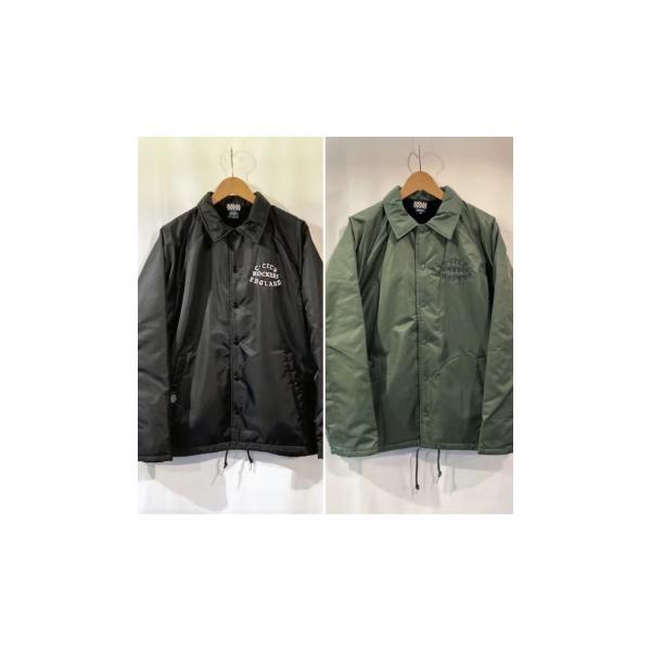 ★Savoyメンズ “C.CITY Nylon Coach Jacket” 再入荷しました。?今回、ODグリーンカラーの刺繍色を、バイオレット系のチャコールグレーに変更しました。★左胸に『C.CITY ROCKERS ENGLAND』の刺繍...