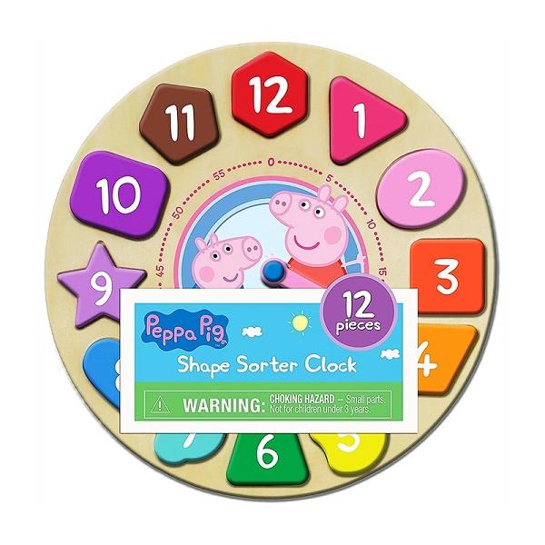 【ペッパピッグ】木製 時計型 パズルPeppa Pig Shape Sorter Clock (12 piece)取り外し可能な明るい色の木製の形は、形の下に数字が印刷されており、より大きな相互作用とマッチングの容易さを可能にします。・この...