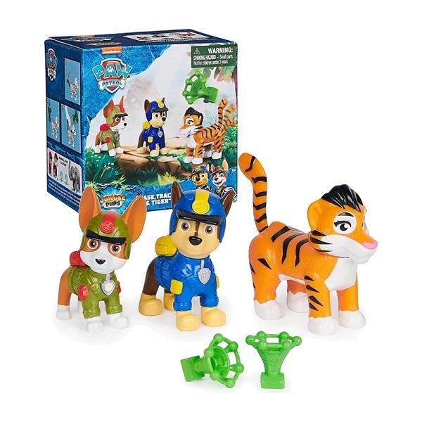 【Paw Patrol パウパトロール】ジャングルパップス チェイス＆トラッカー＆タイガー アクションフィギュアチェイス＆トラッカー フィギュア チェイスとトラッカーは、ジャングルパップスのユニフォームとヘルメットに身を包み、PAWパトロー...