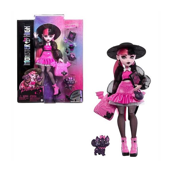 【Monster High】 モンスターハイ ドラキュローラ ファッションドールモンスターハイのドラキュラ人形は、邪悪でキュートな衣装でとても素敵です！ペットであるファビュラス伯爵と一緒に、邪悪なアクセサリーも付いてきます。ドラキュラは光沢...