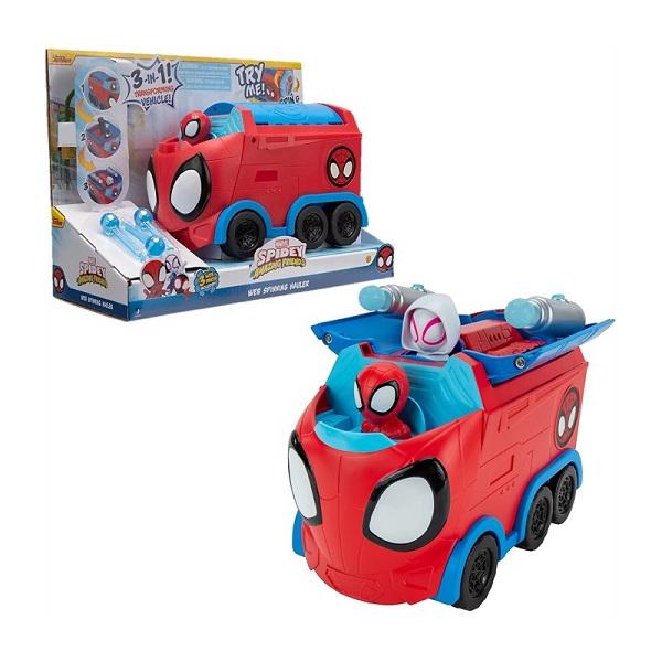 Disney ディズニー【Spidey スパイディ】 スパイディとアメイジング・フレンズ スパイディウェブ 回転式運搬車WEB HAULER：スパイダーフレンズと彼らの素晴らしいウェブ回転運搬車で街を救おう。スリーインワン： 8インチの3-...