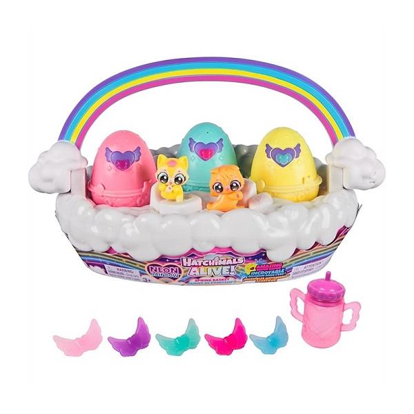 Hatchimals Alive うまれて！ウーモ ミニ アライブ ネオンレインボー スプリング バスケットアメリカ版「うまれて! ウーモ ミニ」ネオンハッチマルス・スプリングイースター・バスケット真珠色の雲と虹色の取っ手付きで、お出かけ先...