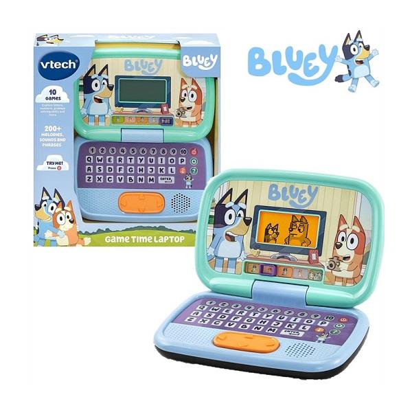 【VTech】ブルーイ 英語学習ブルーイ ゲームタイム ラップトップこの携帯型ノートパソコンおもちゃを開いて、『ブルーイ』シリーズにインスパイアされた10種類のゲームを楽しもう。ヒーラーズと仲間たちが登場！スライダーを動かしてキャラクターを...