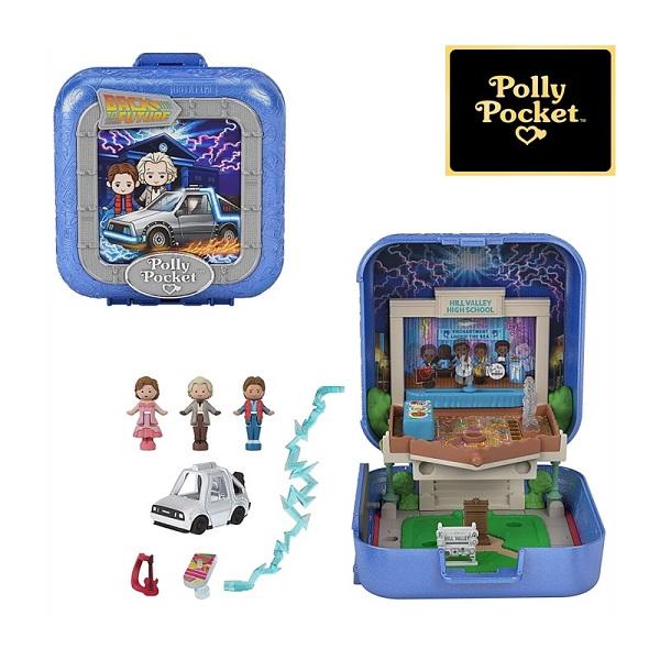 Polly Pocket ポリーポケットコレクタープレイセットポリーポケット バック・トゥ・ザ・フューチャー コンパクトコンパクトな外装にはマーティとドク・ブラウンの隣にタイムマシンの電気的なイメージが描かれています開けると、映画の名シーン...