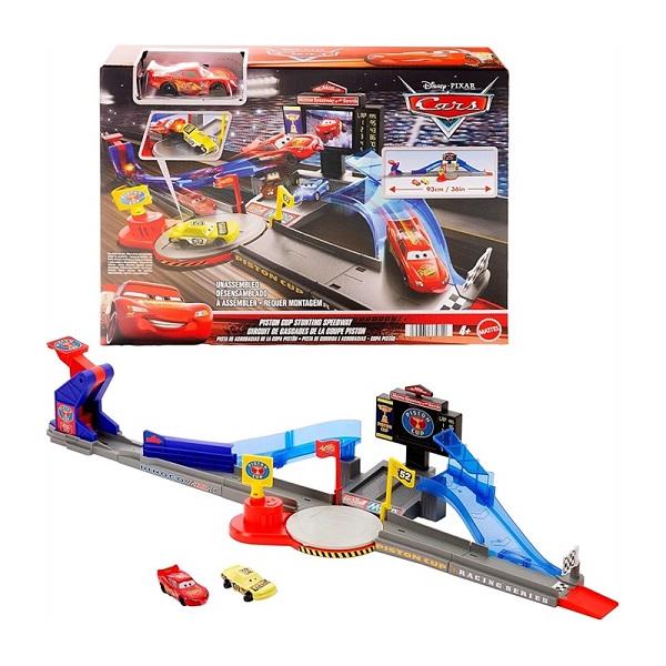 【Disney Pixar】 ディズニー CARS/カーズ『カーズ』ピストンカッププレイセットで舌を出したライトニング・マックィーンと一緒にレースしてクラッシュしよう！黄色い旗をひねってクラッシュゾーンを起動させ絶妙なタイミングでライトニン...