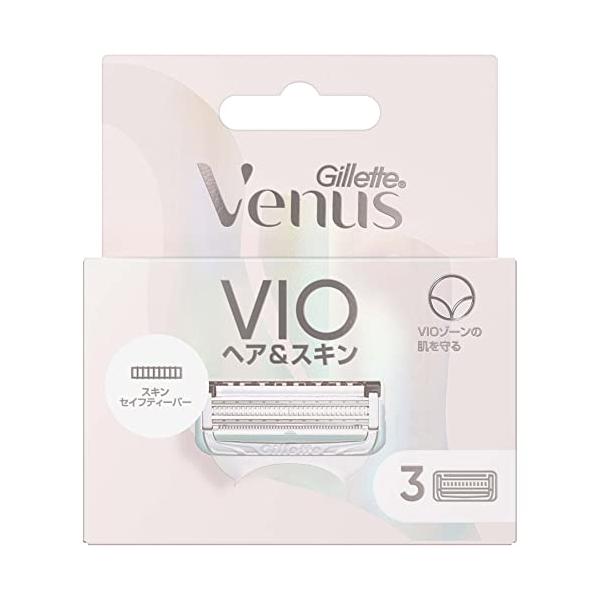 【商品名】　ヴィーナス VIOヘア&amp;スキン 女性用 カミソリ 替刃3個入 【商品説明】　・VIOヘア&amp;スキンシリーズのカミソリは、VIOヘア&amp;スキンシリーズの替刃とのみ 互換性があり、他のヴィーナスシリーズとは互換性...