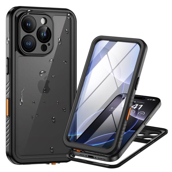 【商品名】　Lanhiem iPhone 16 Pro 用 ケース 防水ケース IP68米軍規格 Face ID認証/耐衝撃/滑り止め/防塵/防雪/水中 【商品説明】　・【Face ID認証可能＆対応機種】高感度なカバーはPVC素材を採用し...