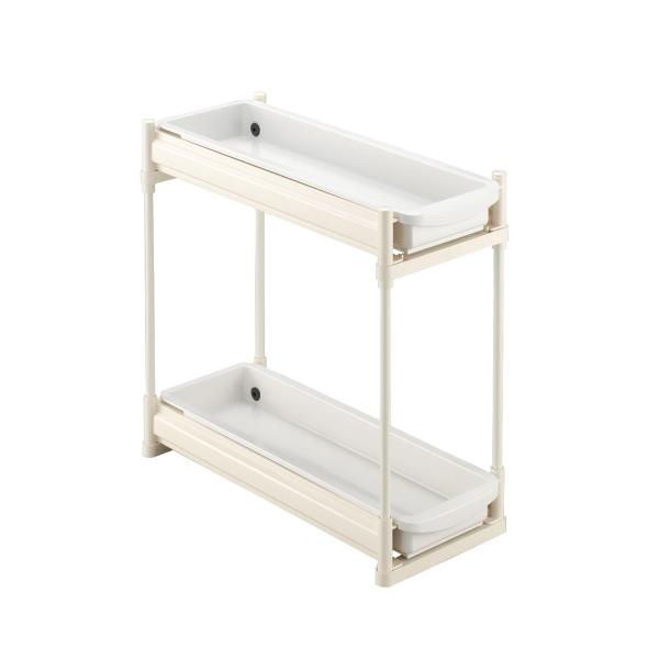 【商品名】　Belca 日本製 キッチン収納 シンク下スライドラック 2段 スリムタイプ 幅19×奥行45×高さ38・40.5・43cm ホワイト キャ 【商品説明】　・サイズ / 幅19×奥行45×高さ38・40.5・43cm・原産国 /...