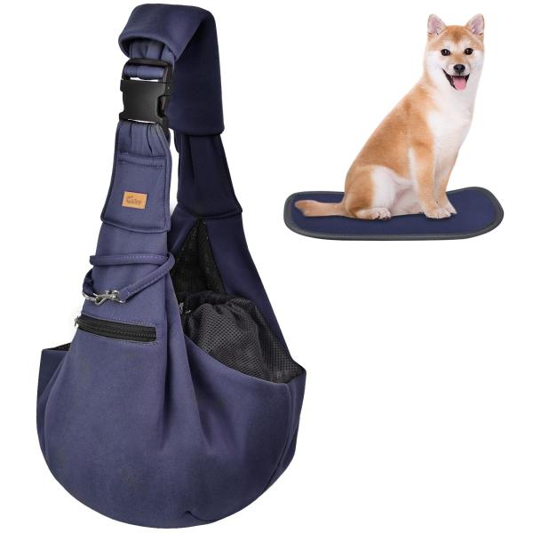 【商品名】　CUBY 犬 抱っこ紐 スリング 中小型犬用 ペットスリング 猫 キャリーバッグ 長さ調整可能 底板付き 肩パッド付き 飛び出し防止 メッシ 【商品説明】　・??【ダブル飛び出し防止】抱っこ紐犬用は通気性抜群のメッシュネットと飛...