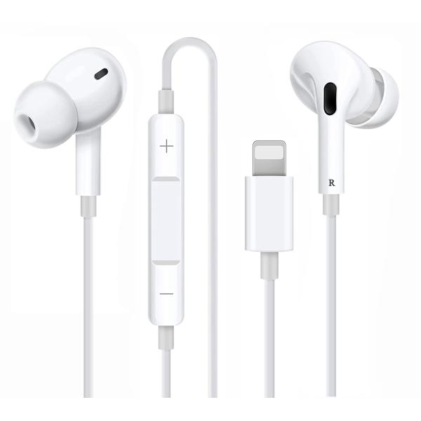 【商品名】　イヤホン 有線 マイク付き iPhone 用 イヤフォン 重低音 高遮音性 音量調節 通話対応 ヘッドホン リモコン付き オンライン会議 カ 【商品説明】　・【使用方法】有線イヤホンを挿入し、携帯のBluet00thを開き、自動...