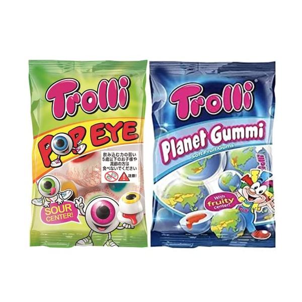 【商品名】　トローリ 地球グミ＆目玉グミ プラネットグミ75g、ポップアイ75g２個セット 【商品説明】　・サイズ: 75グラム (x 2)・トローリ 地球グミ＆目玉グミ 【プラネットグミ75g、ポップアイ75g】２個セット・フレーバー: ...