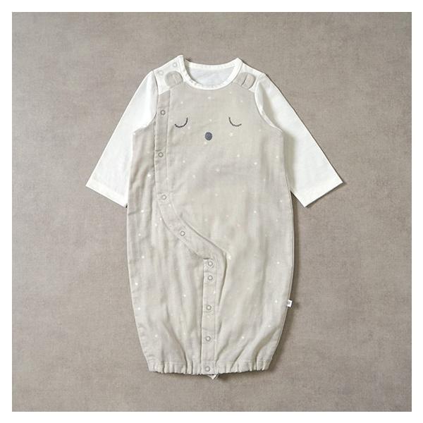 くまさんのおやすみ顔刺繍がキュート。通年で使える2wayドレス。■デザイン・小さな星をたくさん散りばめた可愛らしい身生地・くまさんのおやすみ顔は刺繍であしらいました・ちょこんとついた耳もキュートです■素材・肌触りがよく、なめらかなコットンを...