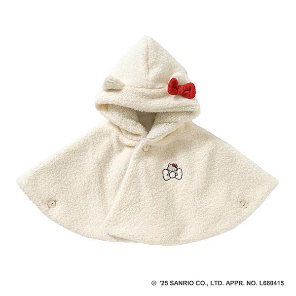 ハローキティ×Hoppetta コラボレーションキティちゃんに変身できる温かいボアマント■デザイン・フードにキティちゃんのアイコンでもあるリボンと耳を施し、胸元にはリボンから顔を出したキティちゃんの刺繍が入っています。・フードをかぶるだけで...