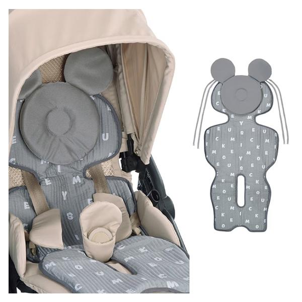 ミッキーマウスシルエットのなりきりメッシュピロー付きのベビーカーシートです。接触冷感とウルトラメッシュ構造でひんやり＆ふんわり・接触冷感キルティングに加え、厚さの異なる2種類(8mm厚さ＆3mm厚さ)のメッシュを組み合わせた 「ウルトラメッ...