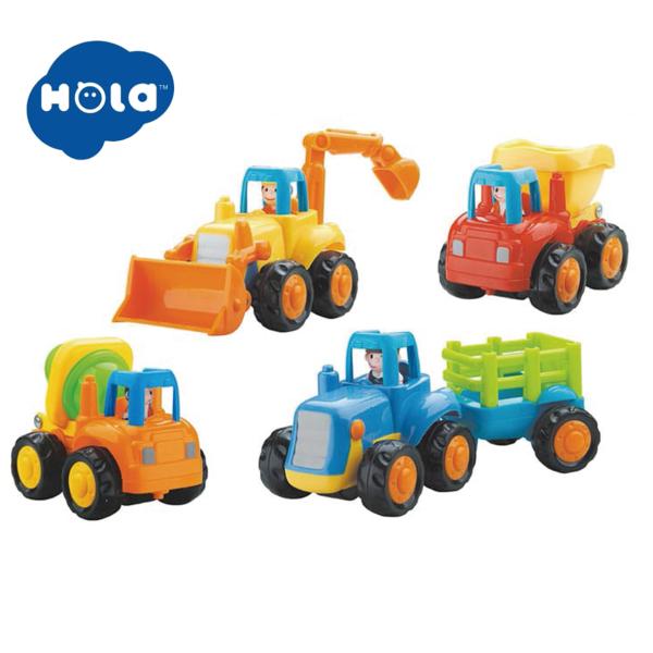 ビューンと走るはたらくくるま4点セット。バッテリー不要で走るフリクションカー。くるまデビューにぴったりボリューム満点のはたらくくるま4点セット。前に押すとビューンと走ります。ショベルですくったり、ミキサーを動かしたりのてあそびを楽しみながら...