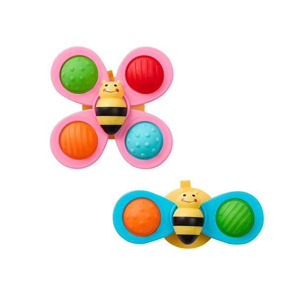 くるくる回して、ぽこぽこ押して赤ちゃんの好奇心と指先を育む、２種類のみつばちがセットになったスピナー。テーブルやミラー、窓ガラスやお風呂の壁などにつけて、指でくるくる回したり、羽のぽこぽこを押して遊びましょう。軽い力で回せるので、小さなお子...
