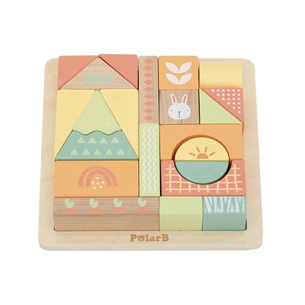 色やカタチで遊ぼう！思わず飾りたくなる、かわいい積み木。明るくやさしいトーンのネオンカラーをベースに、愛らしいバニーのキャラクターと、虹、山や葉っぱの自然モチーフが特徴のバニーシリーズ。積み木は、高く積んでみたり、何かを見立ててつくってみた...